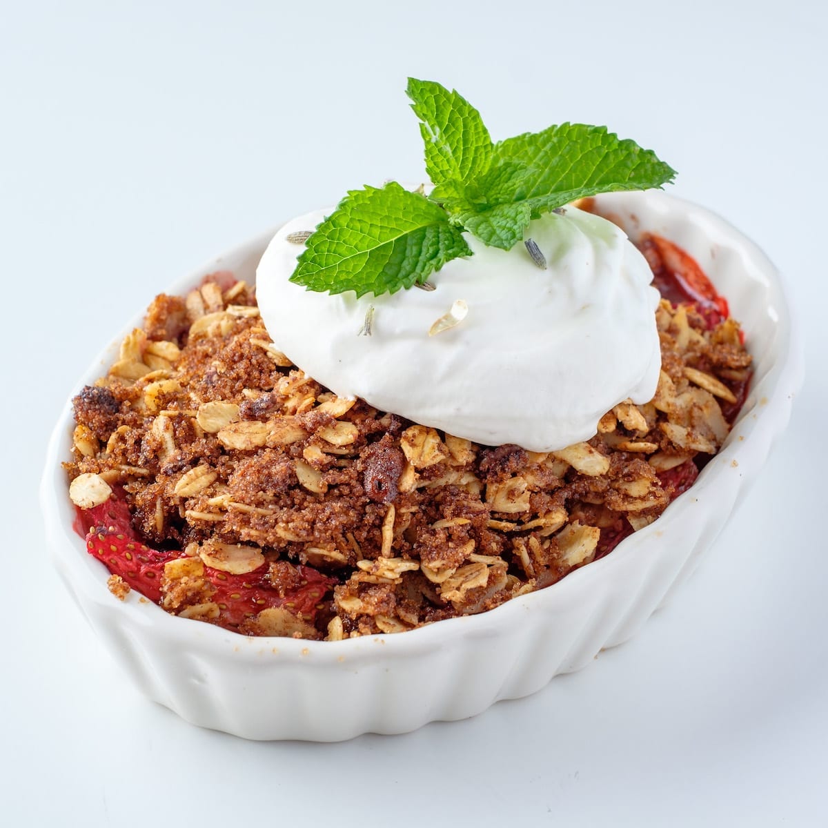 Strawberry Crumble with Lavender Whipped Cream | Life At The Table